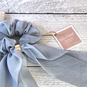 Sky Scrunchies Blue Long-tail Scrunchie Gray Scrunchie Gold Ring ...