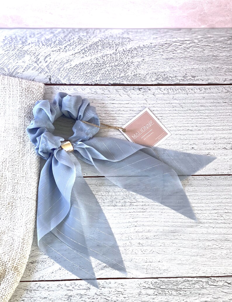Sky Scrunchies Blue Long-Tail Scrunchie Gray Scrunchie | Etsy