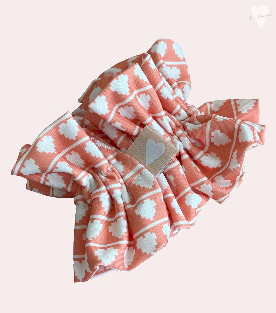 Amour Heart Scrunchie Pixelated Valentine's Heart Scrunchie Red Wide ...
