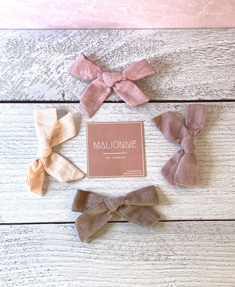 Mini Knot Bows Dainty Linen Bows Mini Neutral Clips Bow - Etsy