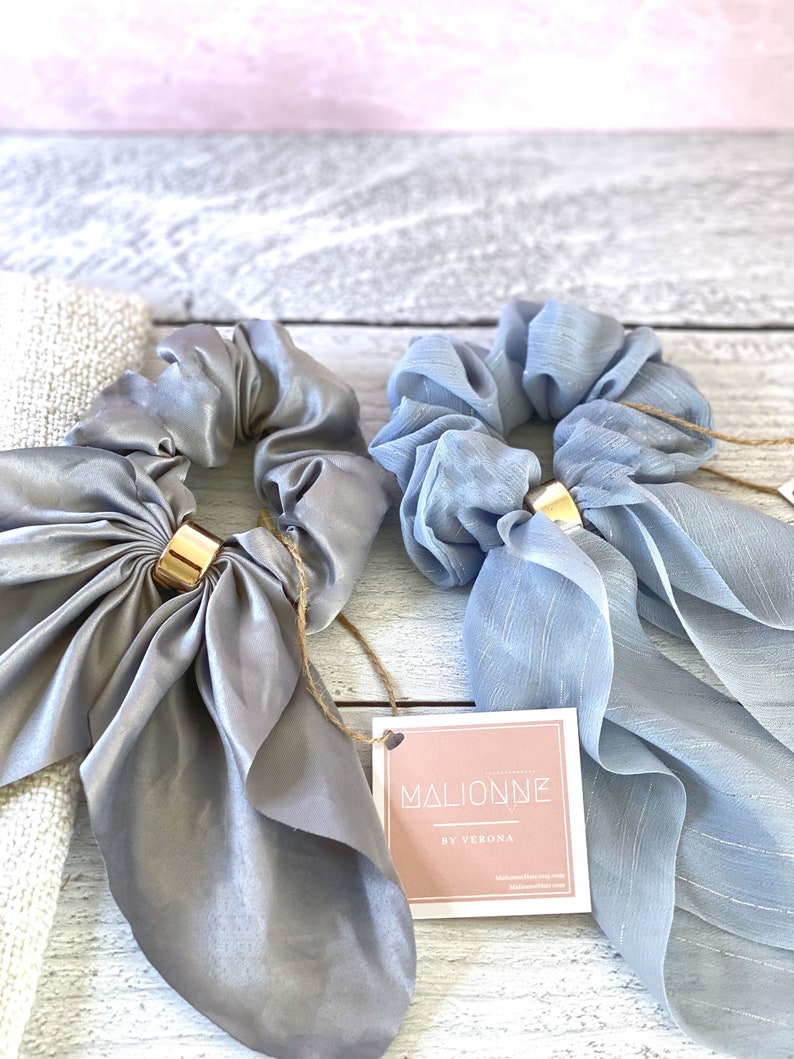 Sky Scrunchies Blue Long-Tail Scrunchie Gray Scrunchie | Etsy