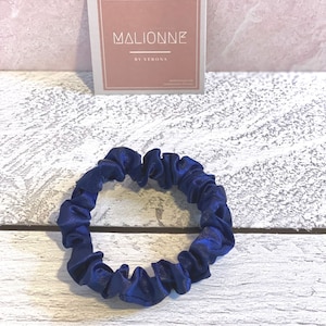 Skinny Silk Satin Blue Scrunchies Silk Cool-tone Hair Ties Silk Skinny ...