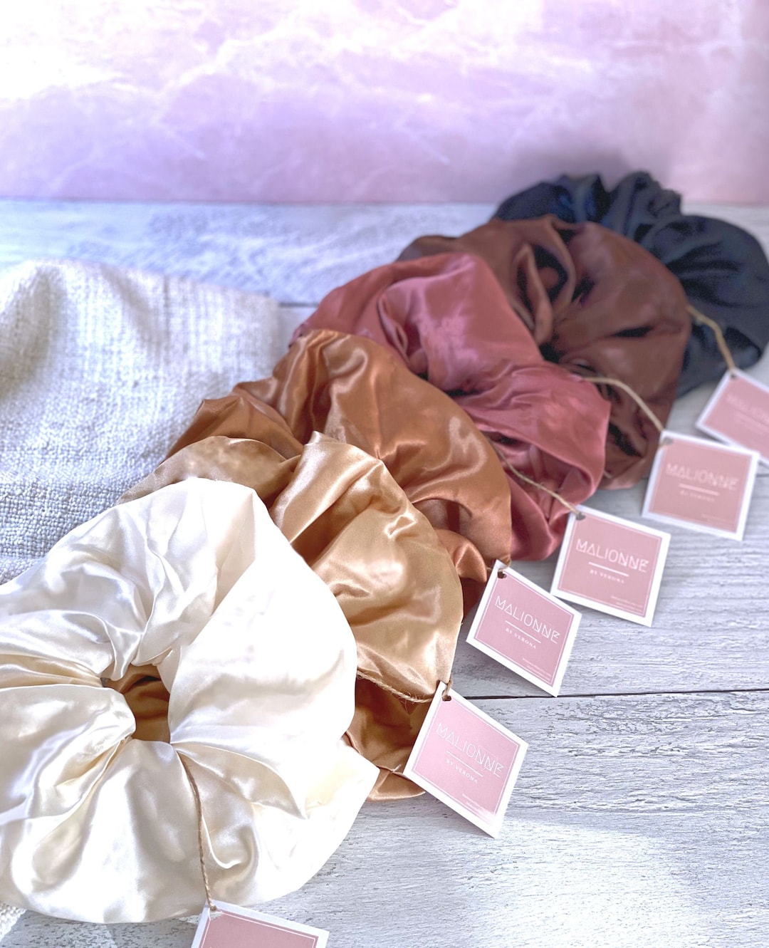 GIANT Silk Satin Neutral Scrunchies Jumbo Earth Toned Scrunchies Golden ...