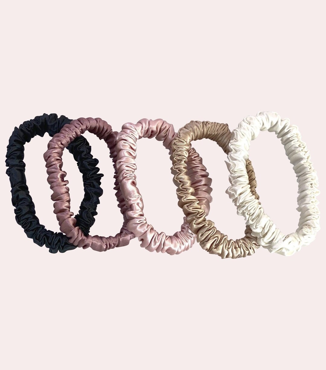 Neutral 100% Silk Scrunchies Silk Earth Tone Silk Skinny Scrunchies ...