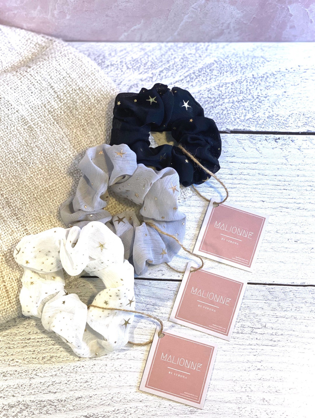 Star Scrunchies Gold Star Scrunchie Star Scrunchy Chiffon Scrunchies ...