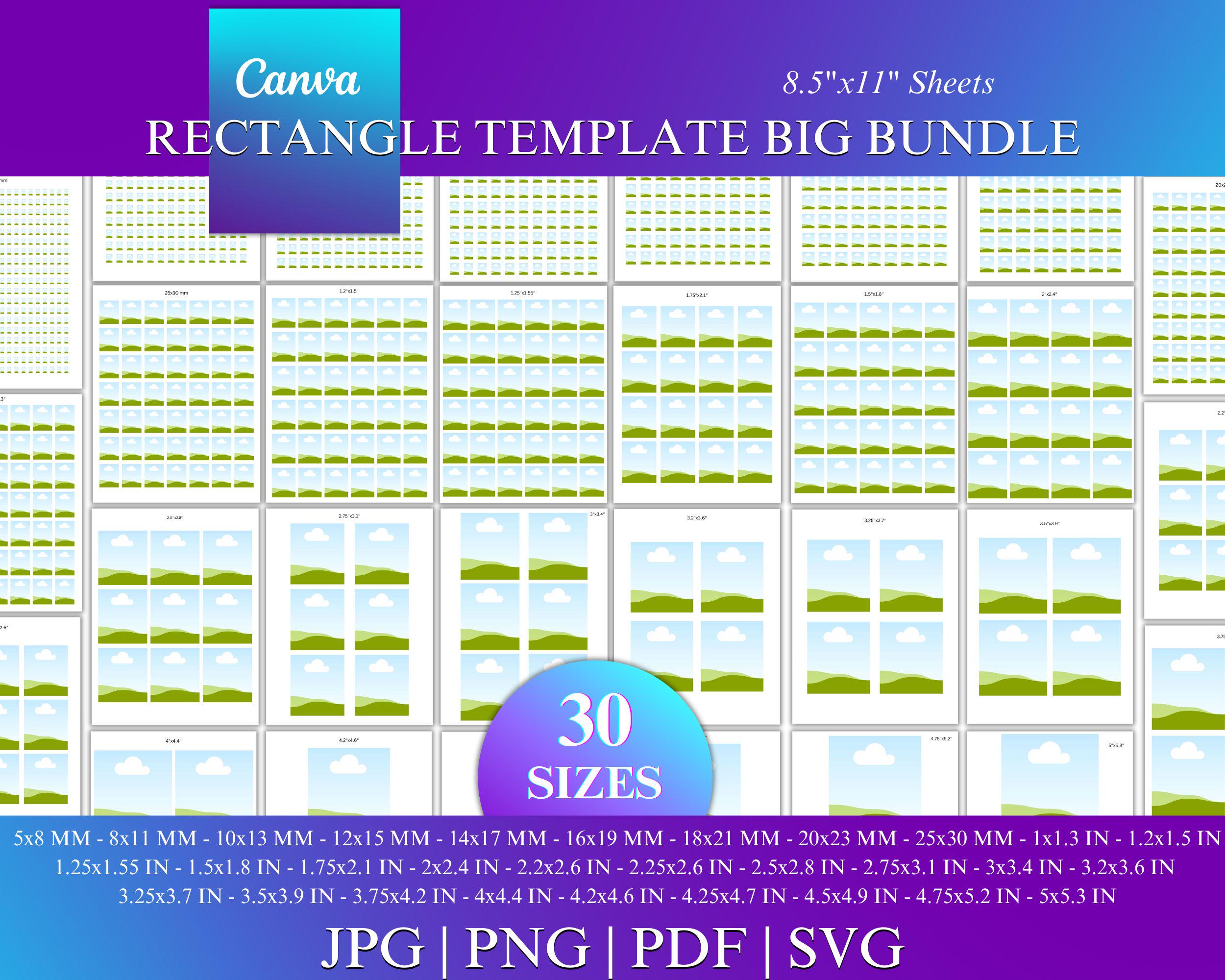Rectangle Template Bundle, Canva Rectangle Template, Multipurpose Label ...