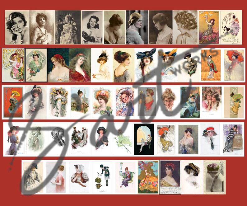 100 Lady Vintage Print Cardstock, Printable Victorian Women Cards ...
