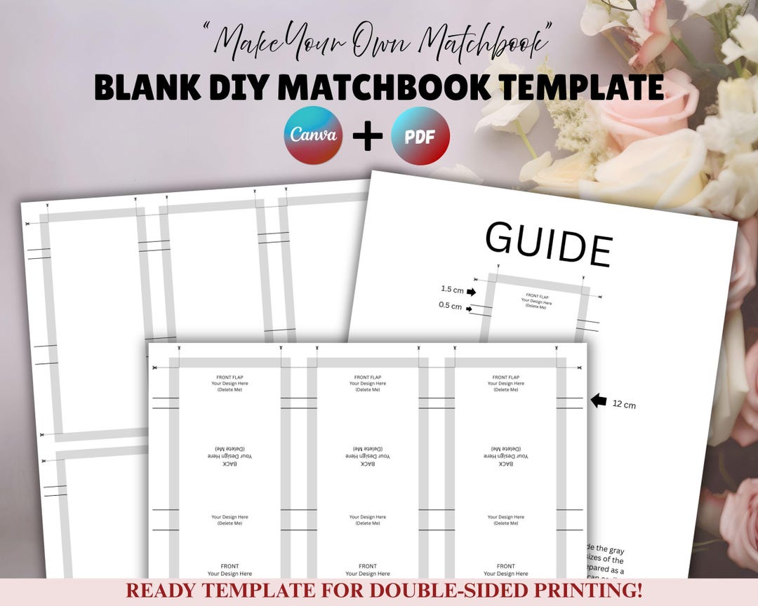 DIY Matchbook Template,blank Matchbook Template,custom Matchbook Favor ...
