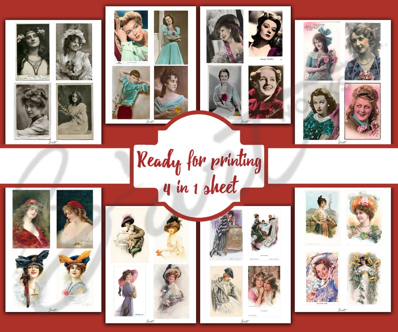 100 Lady Vintage Print Cardstock Printable Victorian Women - Etsy