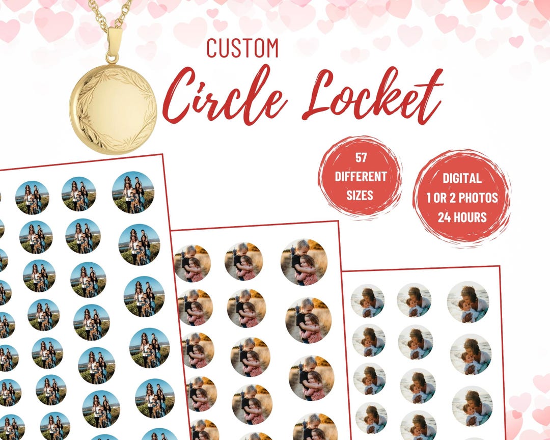 Custom Round Shaped Locket, Locket Photo Print Round, Perfect Fit for ...