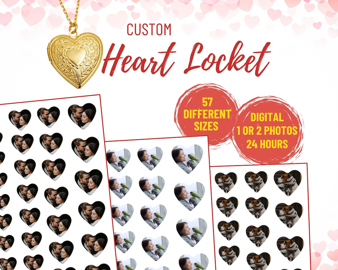 Custom Heart Shaped Locket, Locket Photo Print Heart, Perfect Fit for ...