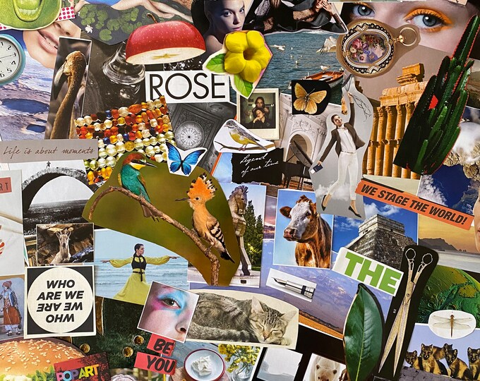 100 Pc Bundle Paper Collage Art Pack, Surreal, Collage Supplies Pack ...