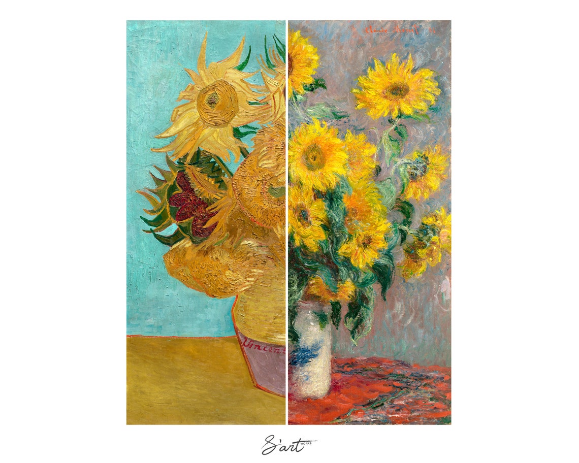 Van Gogh and Monet Wall Art Print, Claude Monet Bouquet of Sunflowers ...