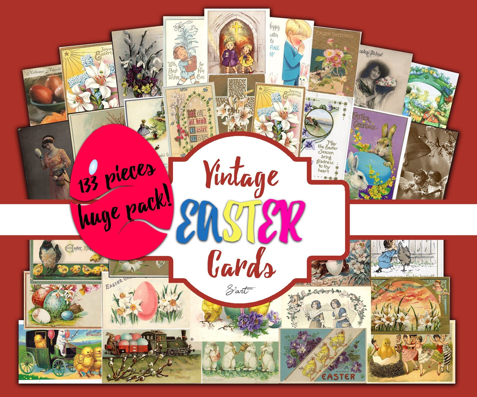 133 Easter Day Vintage Cards Antique Easter Postcard Easter - Etsy