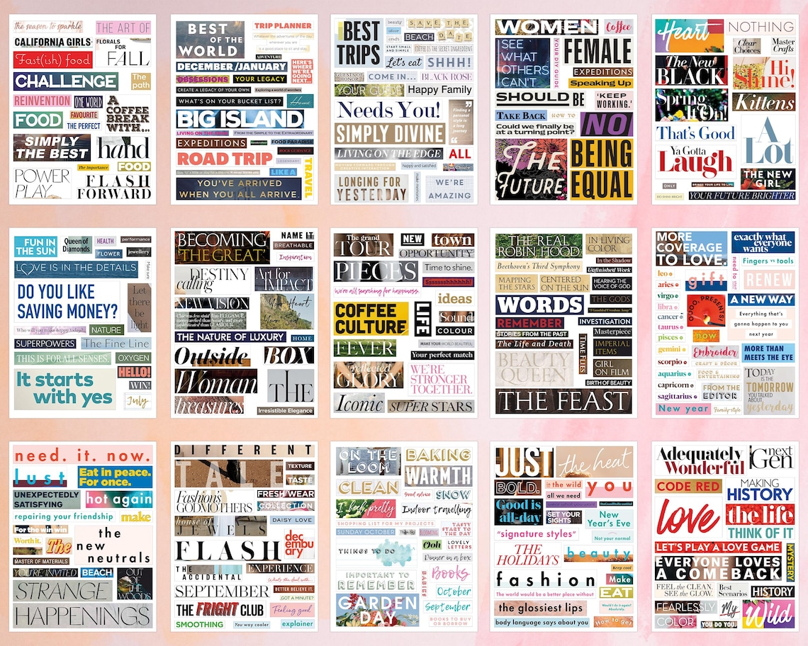 Magazine Words Printable, Vision Board Kit, 300+ Magazine Words, Words ...