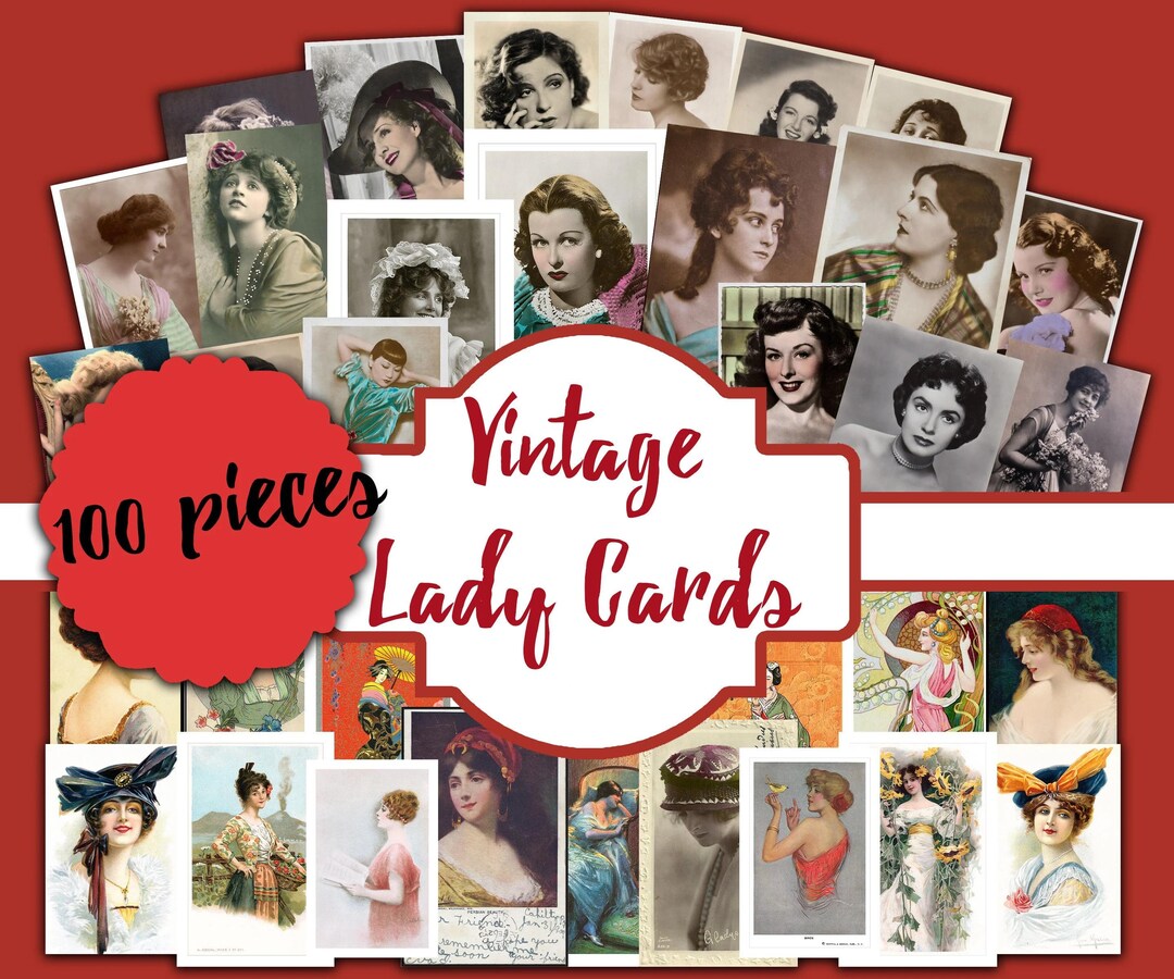 100 Lady Vintage Print Cardstock, Printable Victorian Women Cards ...