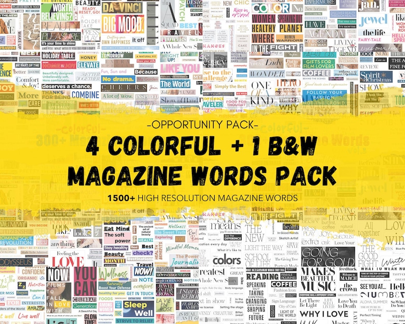 Real Magazine Words Printable, Vision Board Kit, 1500+ Magazine Words ...