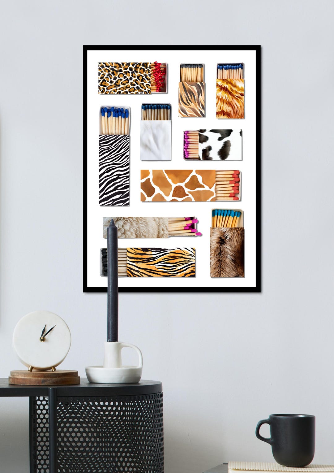 Aesthetic Matchbox Prints for Room Wall, Watercolor Animal Fur Matchbox ...