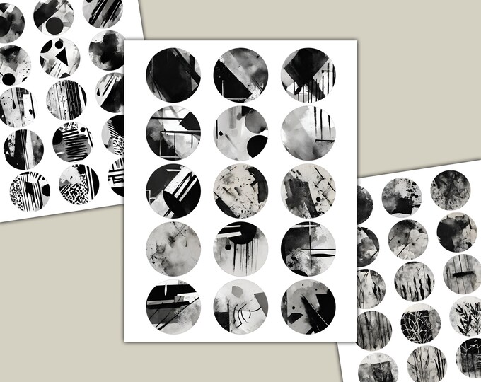 Printable Circle Stickers Collage Sheet No. 12 for Junk Journaling ...