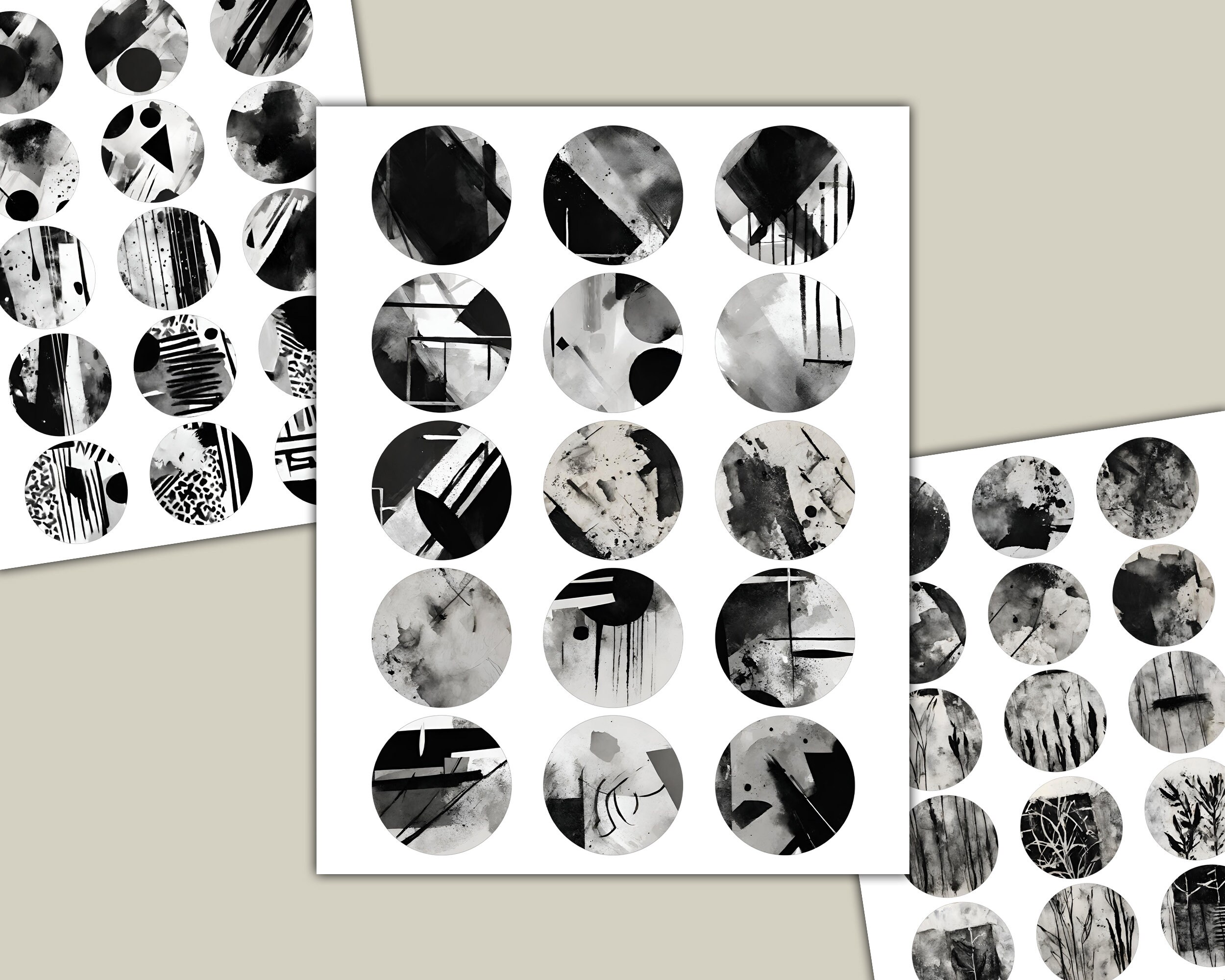 Abstract Digital Collage Sheet, 2 Inch Circle Images, Round Sheet ...