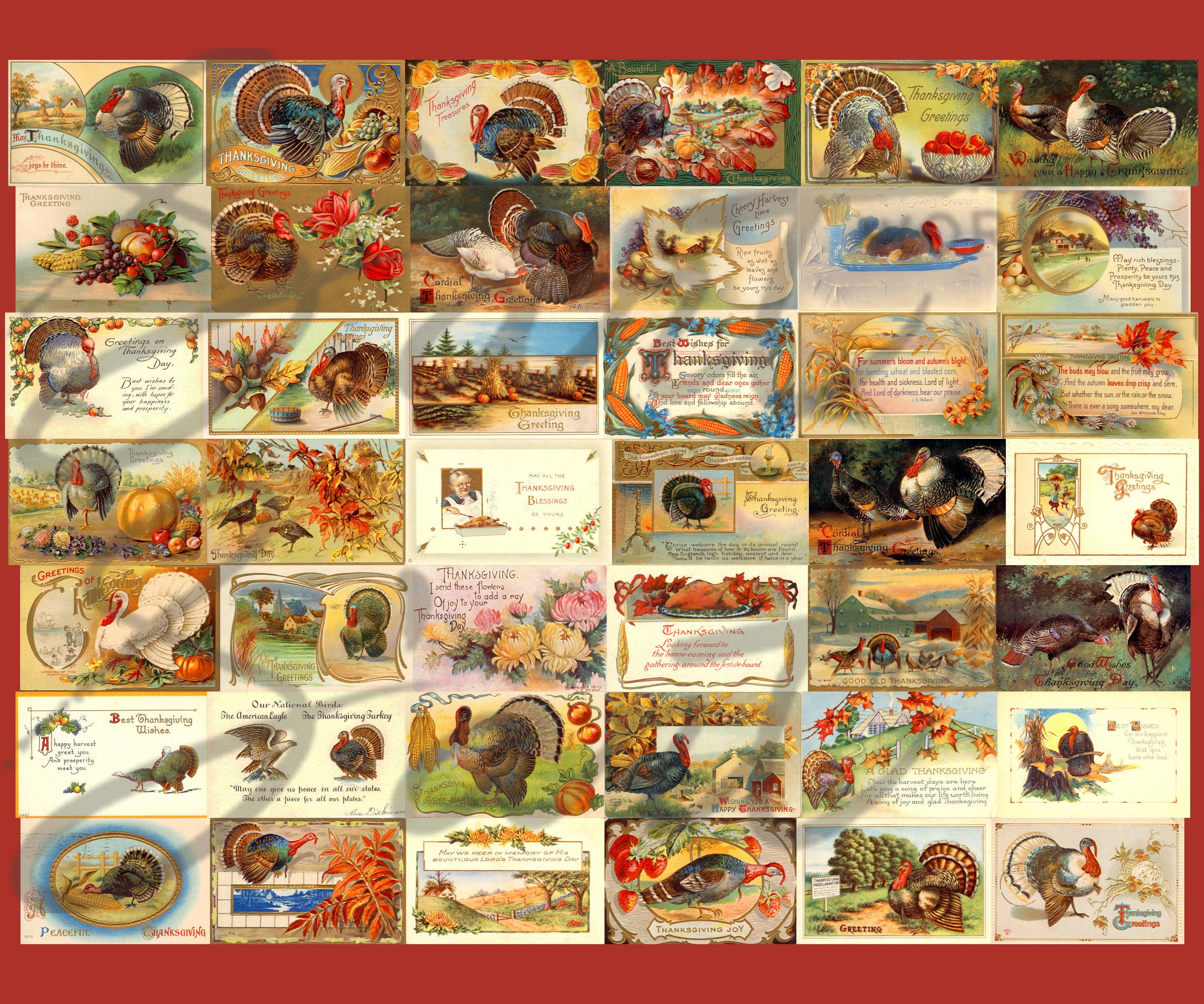 180 Vintage Thanksgiving Greeting Cards, Thanksgiving Dinner, Ephemera ...