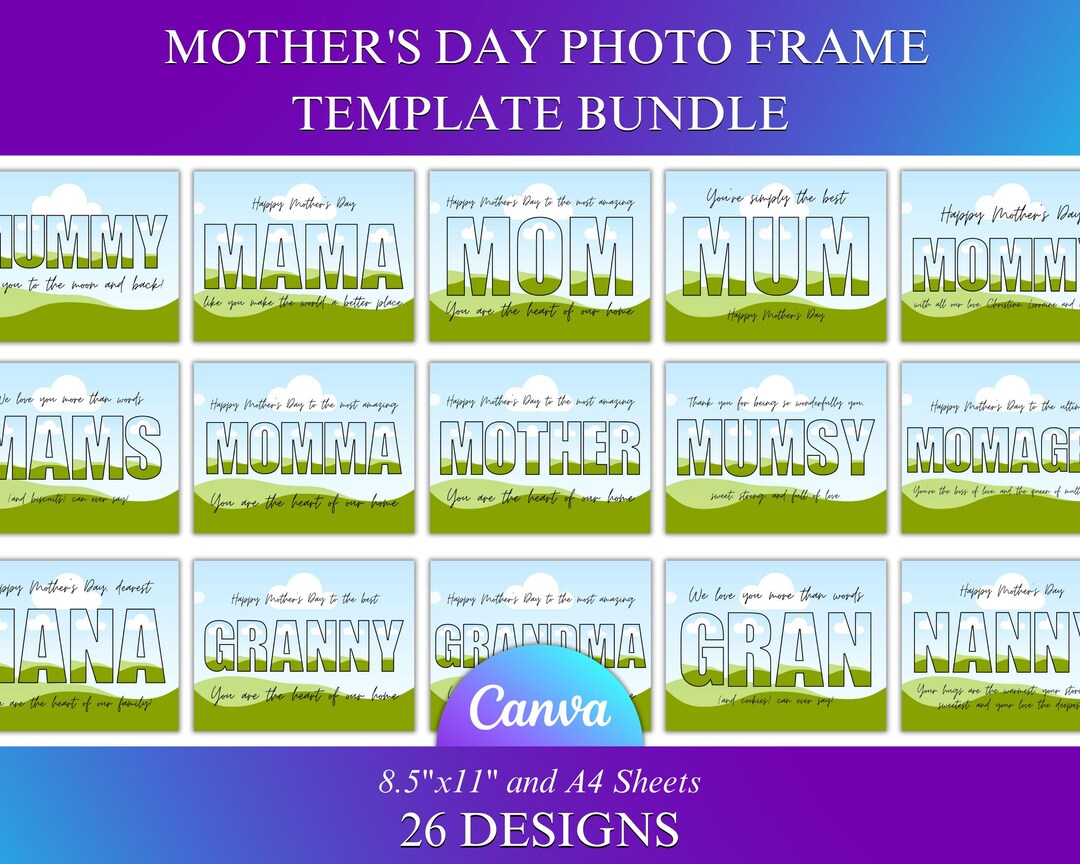 Mother's Day Canva Template, Mother Canva Frame, Mom Canva Frame Bundle ...