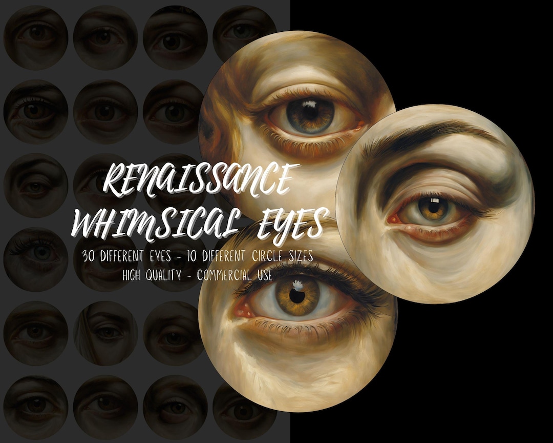 Renaissance Eyes Collage Sheets, Whimsical Woman Eyes, Digital Collage ...