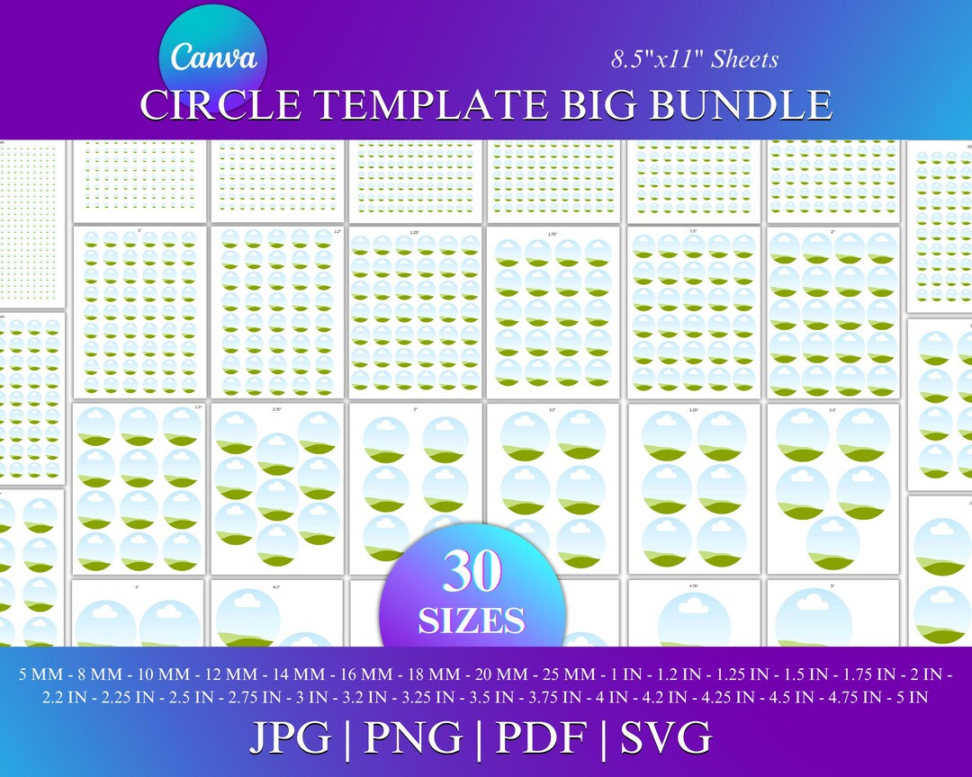 Circle Template Bundle, Canva Circle Template, Multipurpose Labels ...