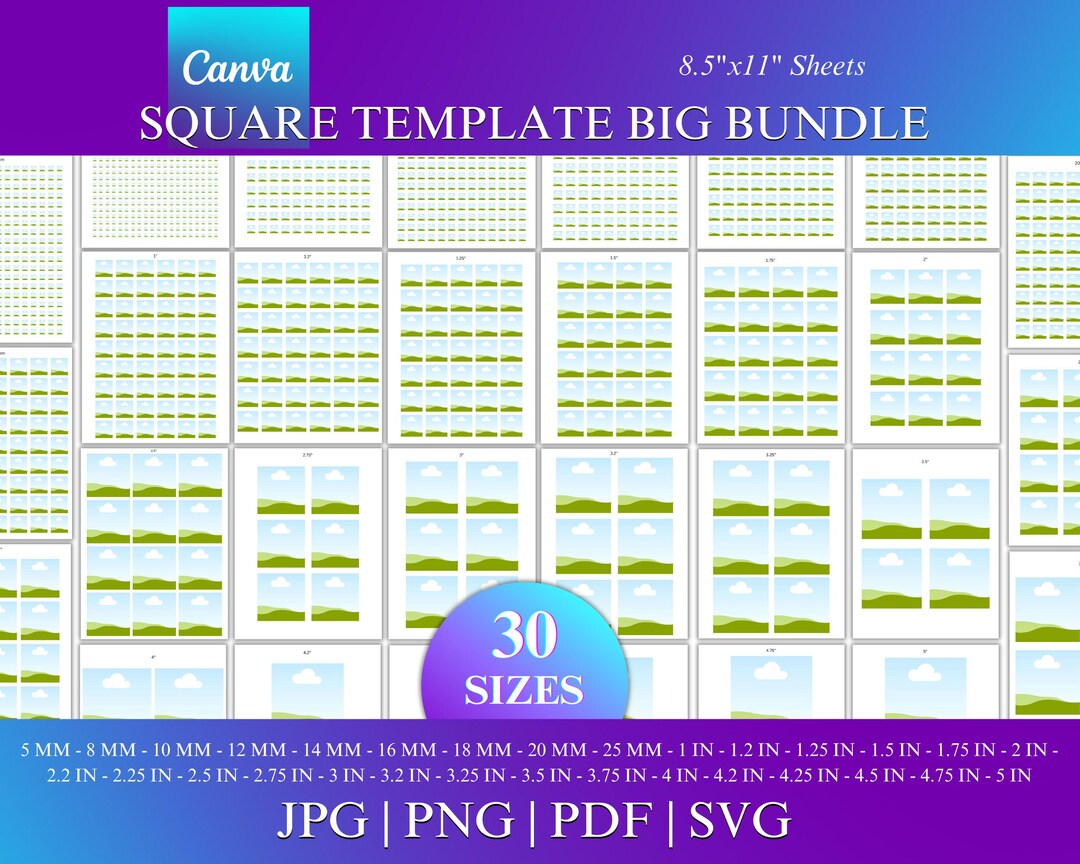 Square Template Bundle, Canva Square Template, Multipurpose Labels ...