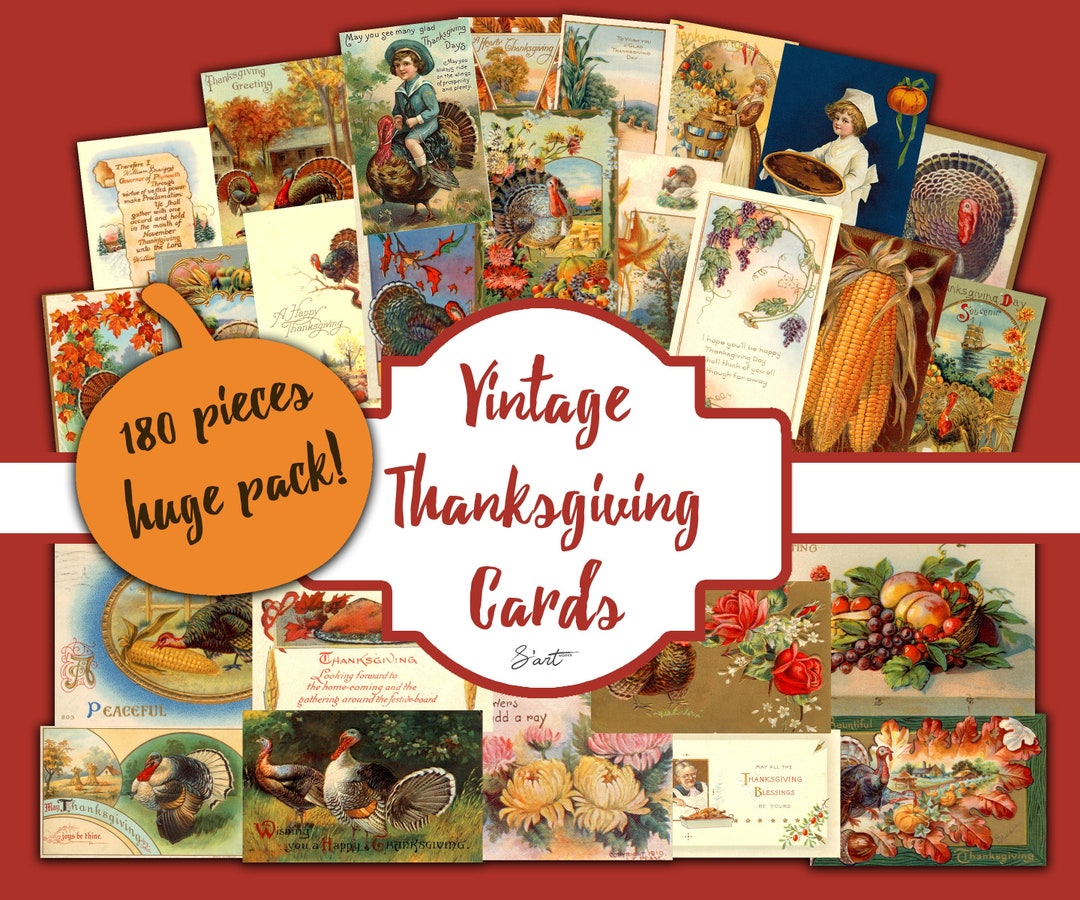 Beautiful Nostalgic Vintage Thanksgiving Cards, Printable Thanksgiving ...