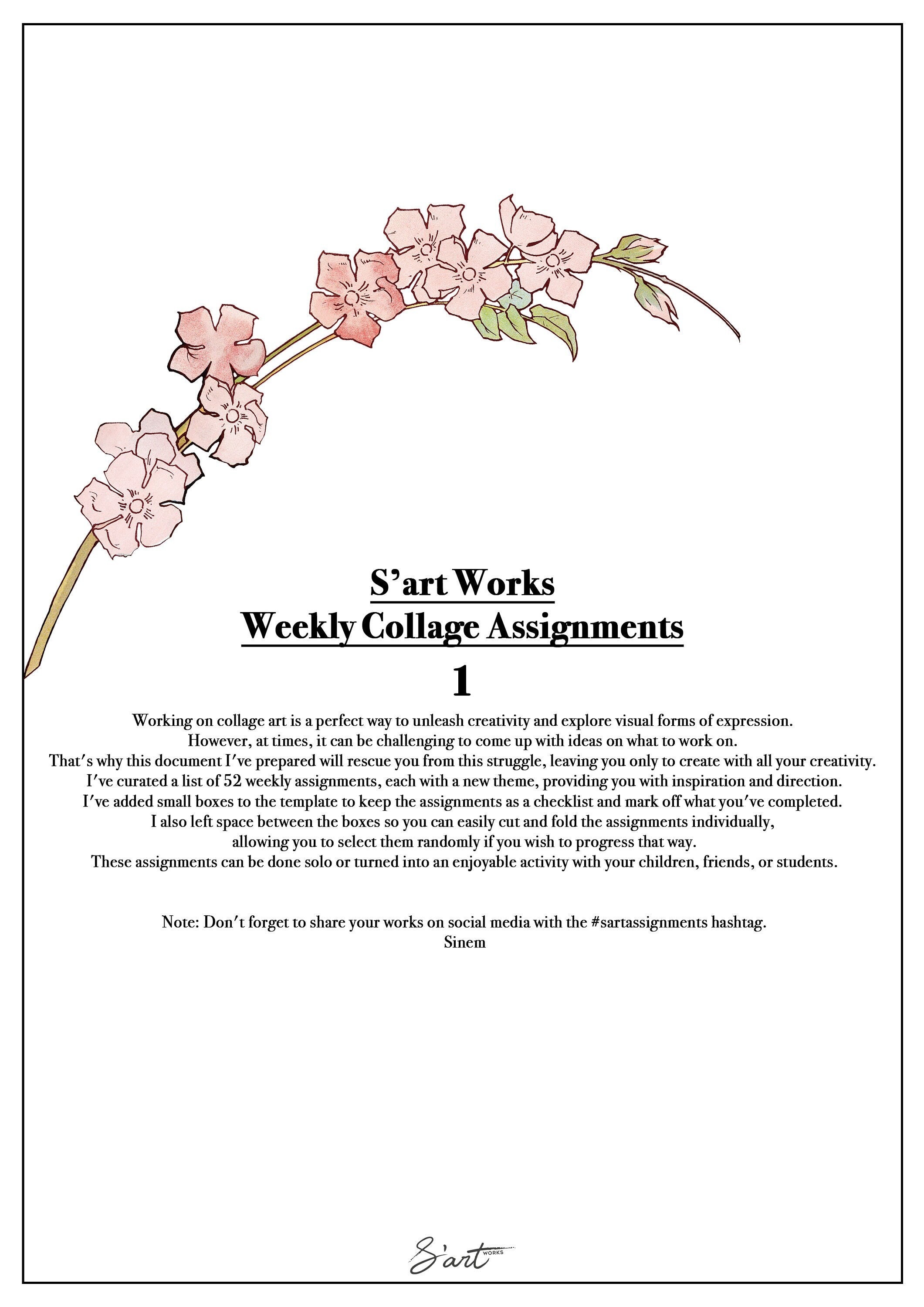 Weekly Collage Assignments 1, Art Planner for Collage Artist, Collage ...