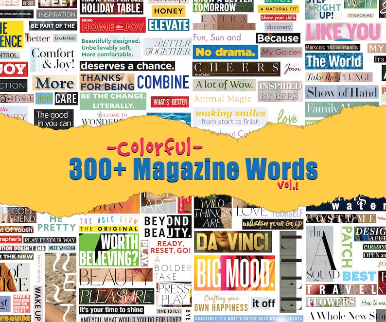 Magazine Words Printable, Vision Board Kit, 300+ Magazine Words, Words ...