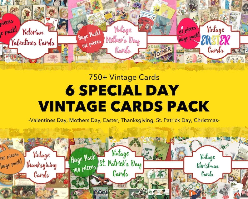 Printable Vintage Cards, Digital Collage Sheet, St. Patrick Card ...