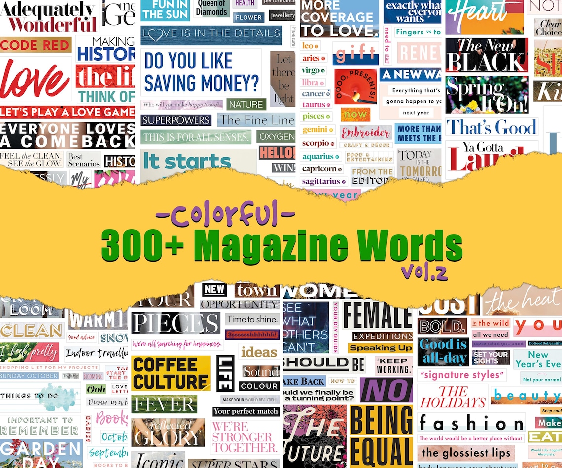 Magazine Words Printable, Vision Board Kit, 300+ Magazine Words, Words ...