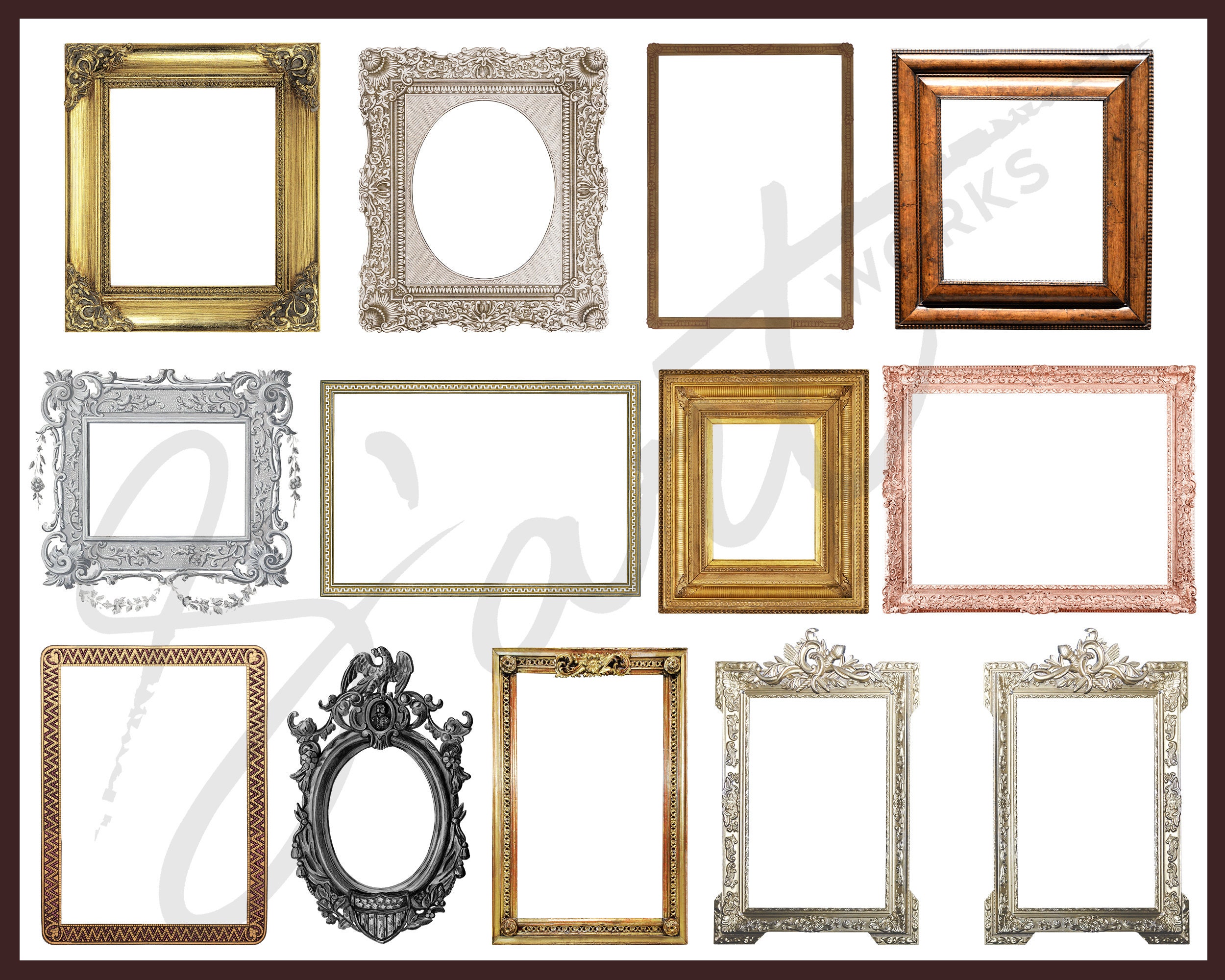 Vintage Frame Clipart Set, Wooden Frames Png, Victorian Photo Frame ...