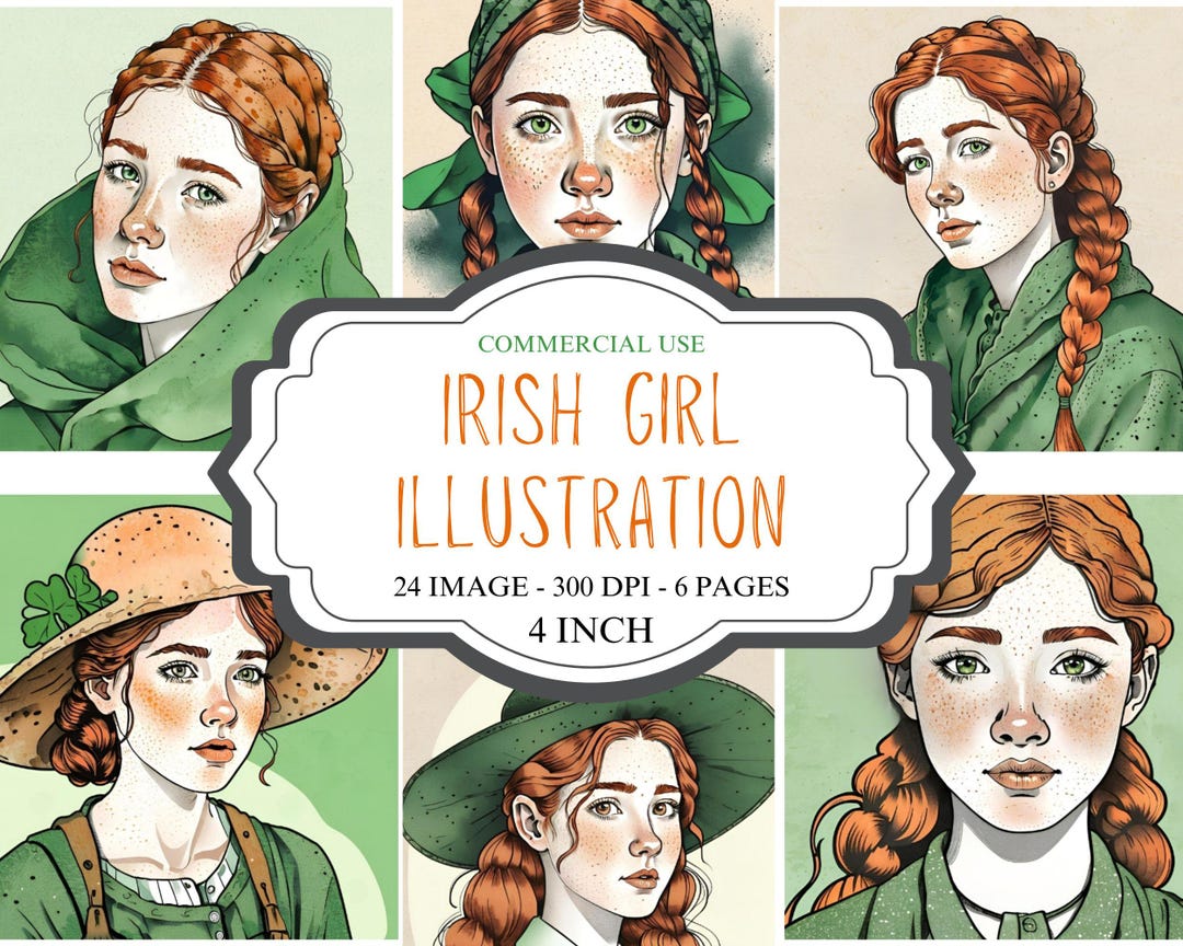 Irish Girl Illustration, Irish Girl Watercolor, Country Girl Watercolor ...