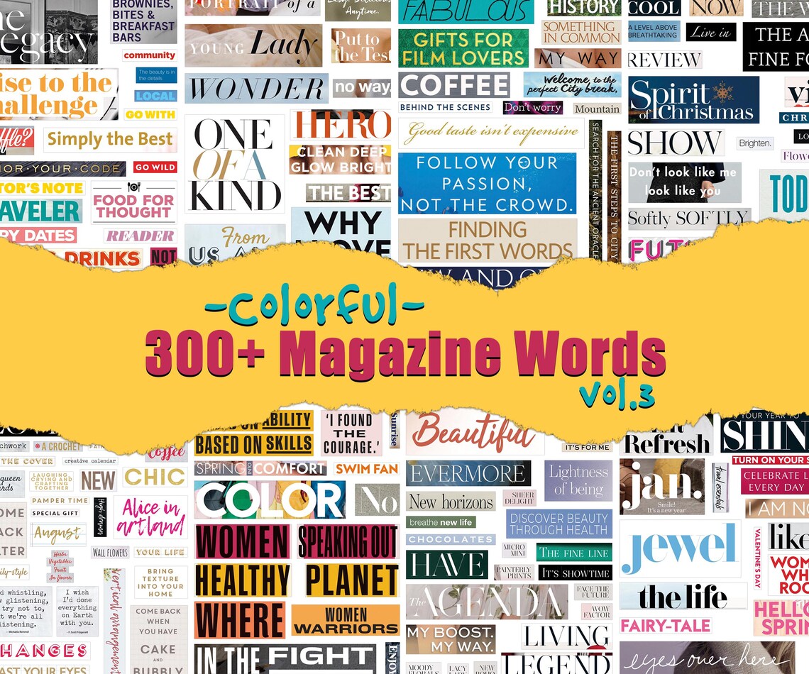 Vision Board Kit, Magazine Words Printable, 300+ Magazine Words, Words ...