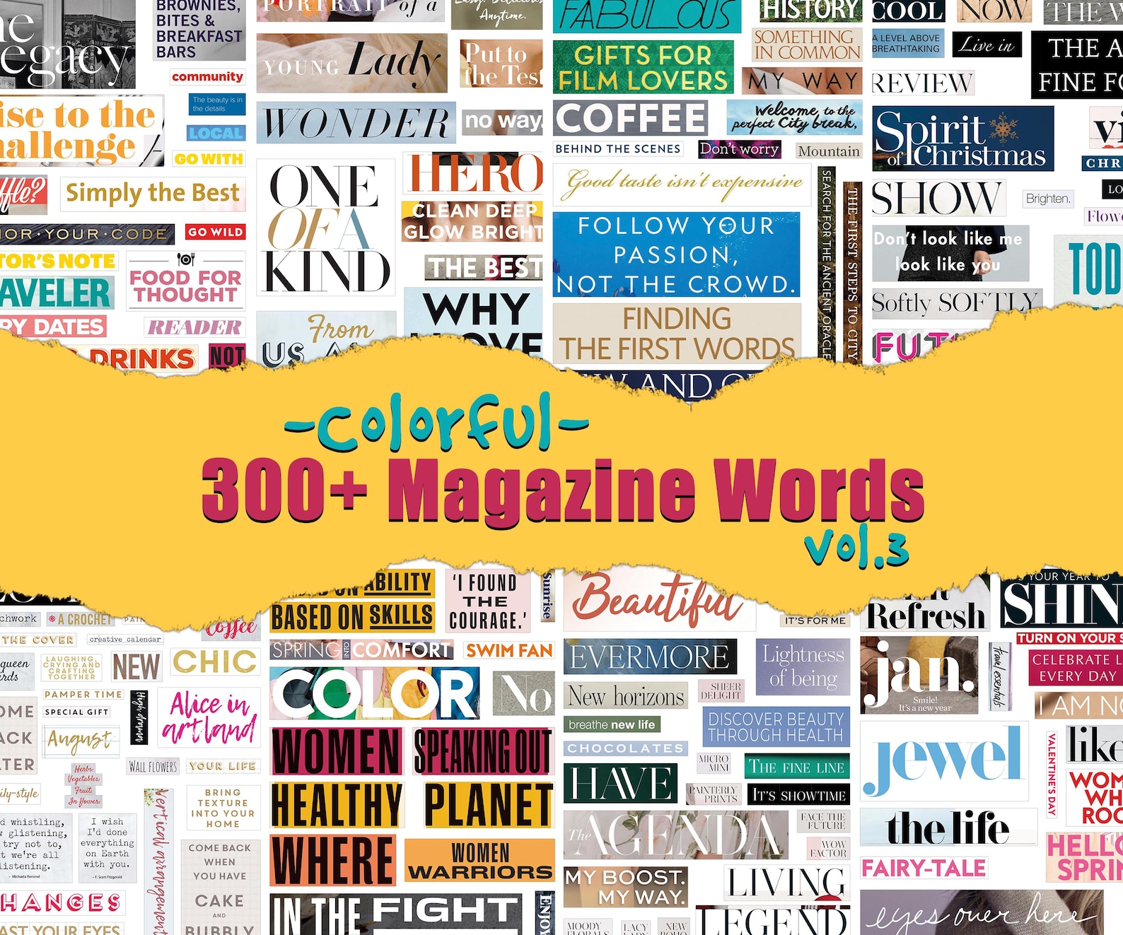 Vision Board Kit, Magazine Words Printable, 300+ Magazine Words, Words ...