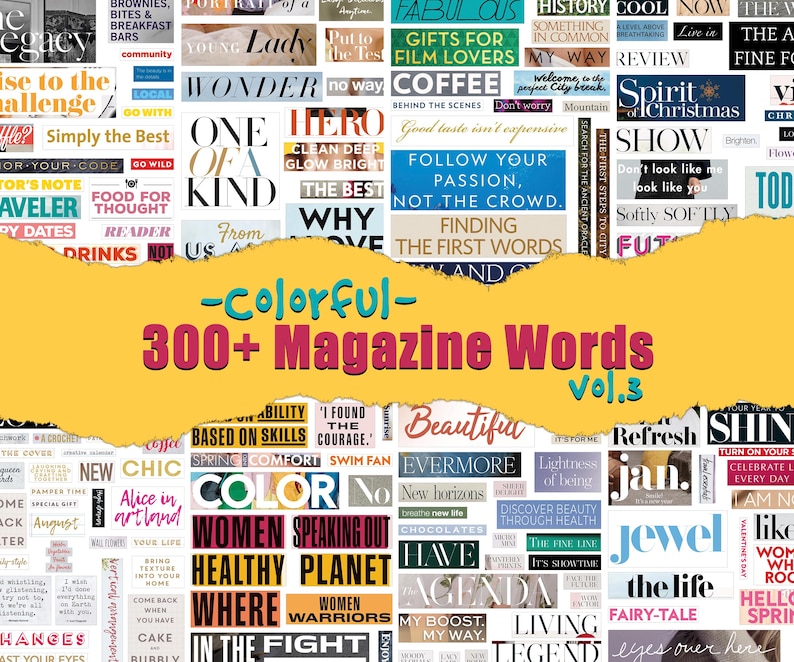 Vision Board Kit, Magazine Words Printable, 300+ Magazine Words, Words ...