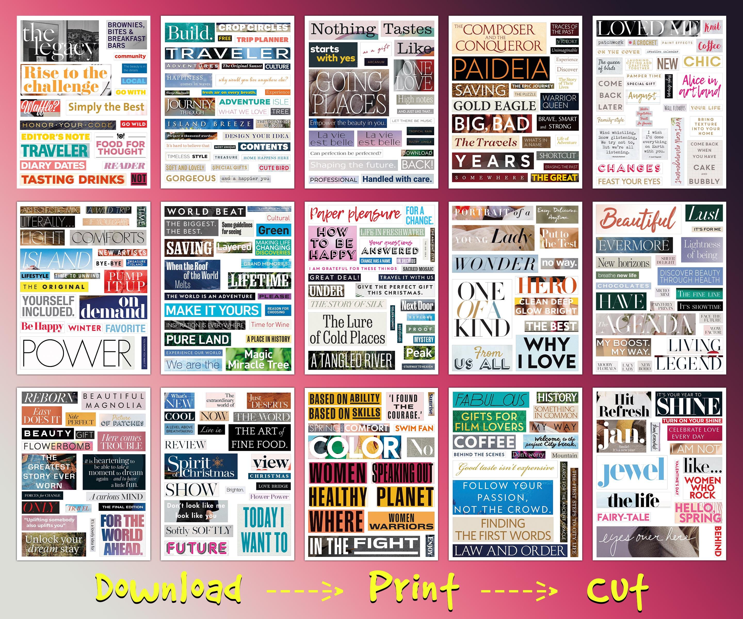 Vision Board Kit, Magazine Words Printable, 300+ Magazine Words, Words ...