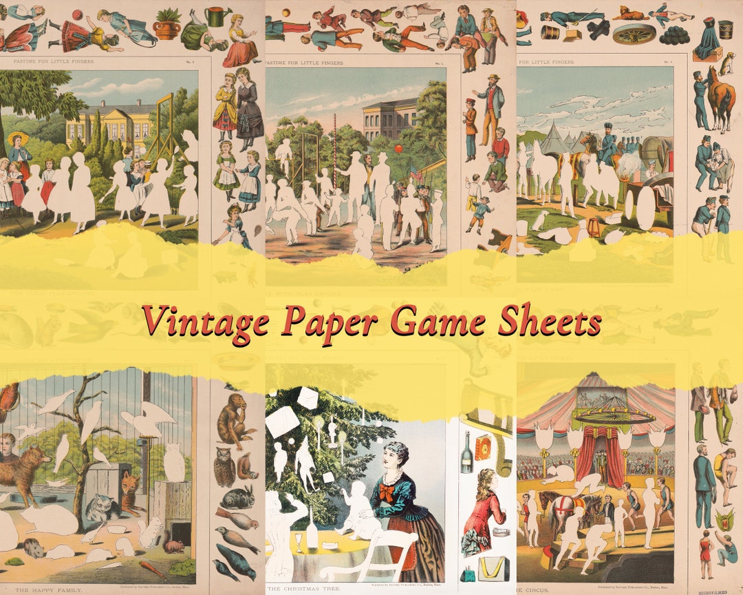 Vintage Paper Game Sheets, Vintage Paper Toys, Printable Children Paper ...