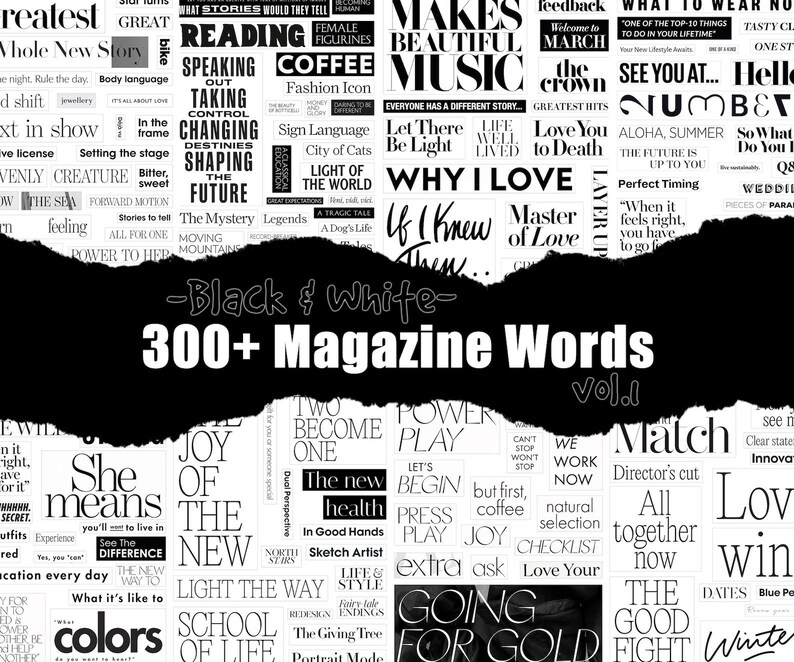 Real Magazine Words Printable, Vision Board Kit, 1500+ Magazine Words ...