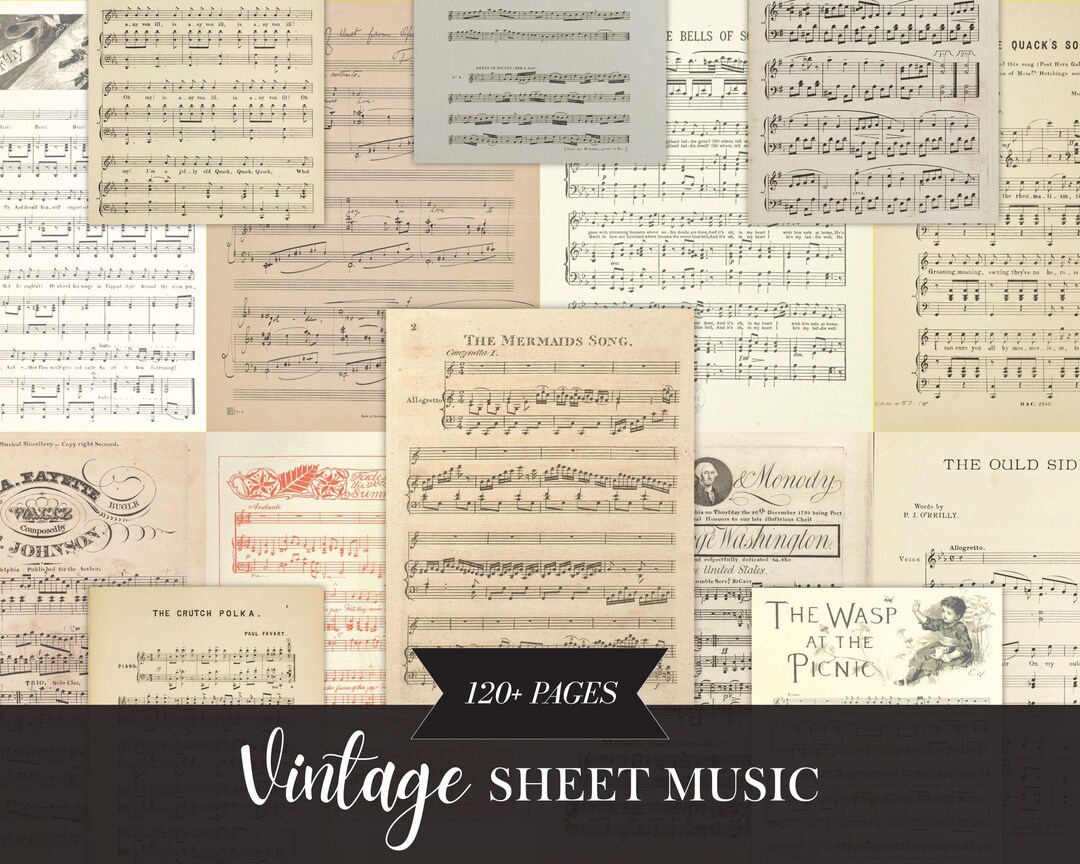 120+ Vintage Sheet Music Pages,musical Journal,old Music Sheet ...