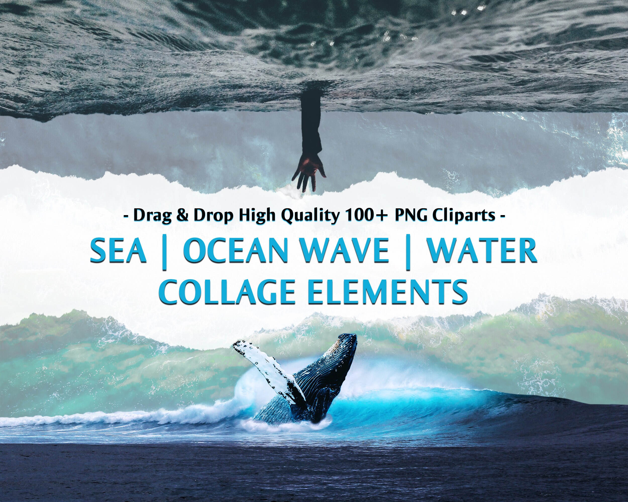 Cut Out Design Element, Ocean Wave Cliparts, Surreal Collage Creator ...