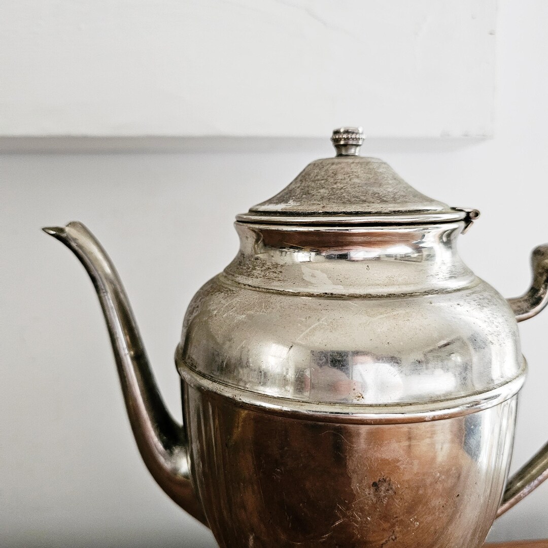 VINTAGE | Silver on Copper Tea Coffee Pot - Etsy