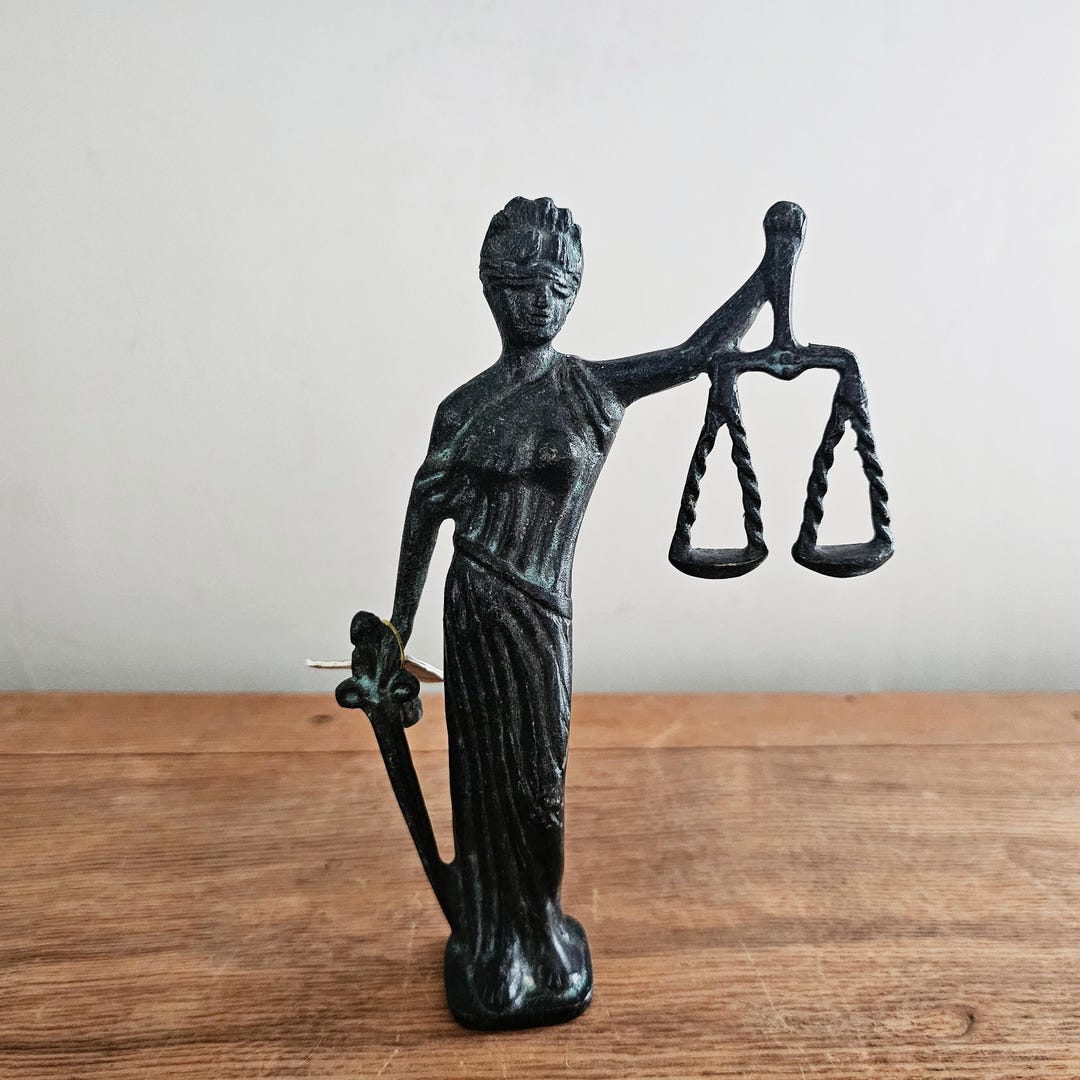 VINTAGE | Blind Lady of Justice Bronze Sculpture Figure - Etsy