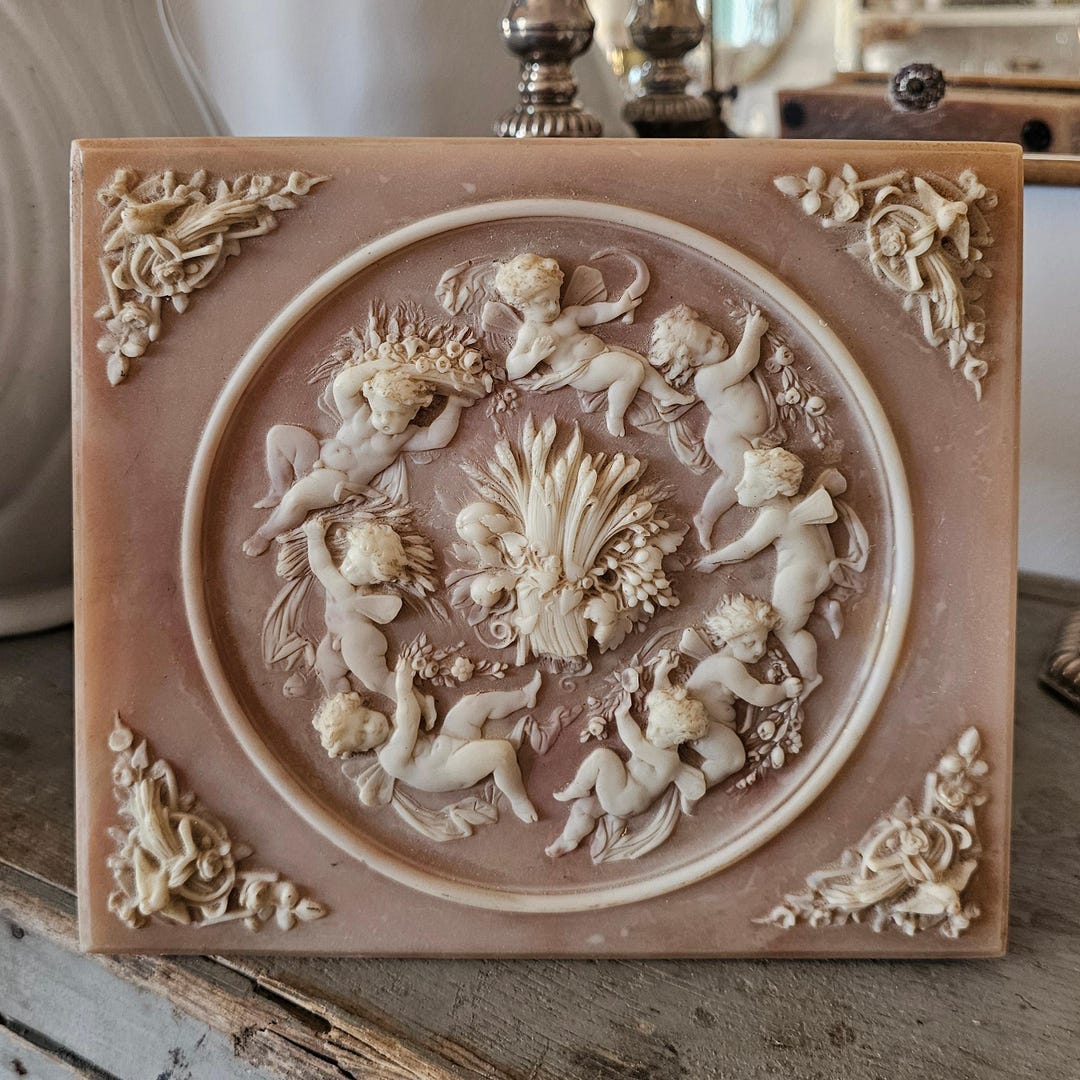 VINTAGE | Incolay Pink & White Cherub Cameo Jewelry Box - Etsy