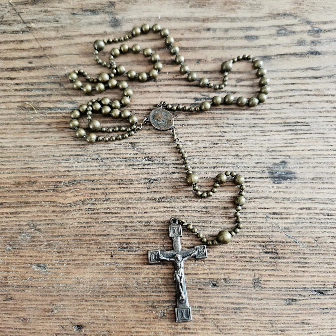 WWI WW2 Vintage Brass Battle Beads Rosary - Etsy