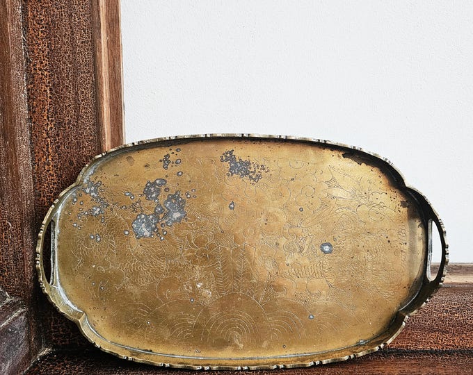 VINTAGE | Etched Brass Samovar Tray - Etsy