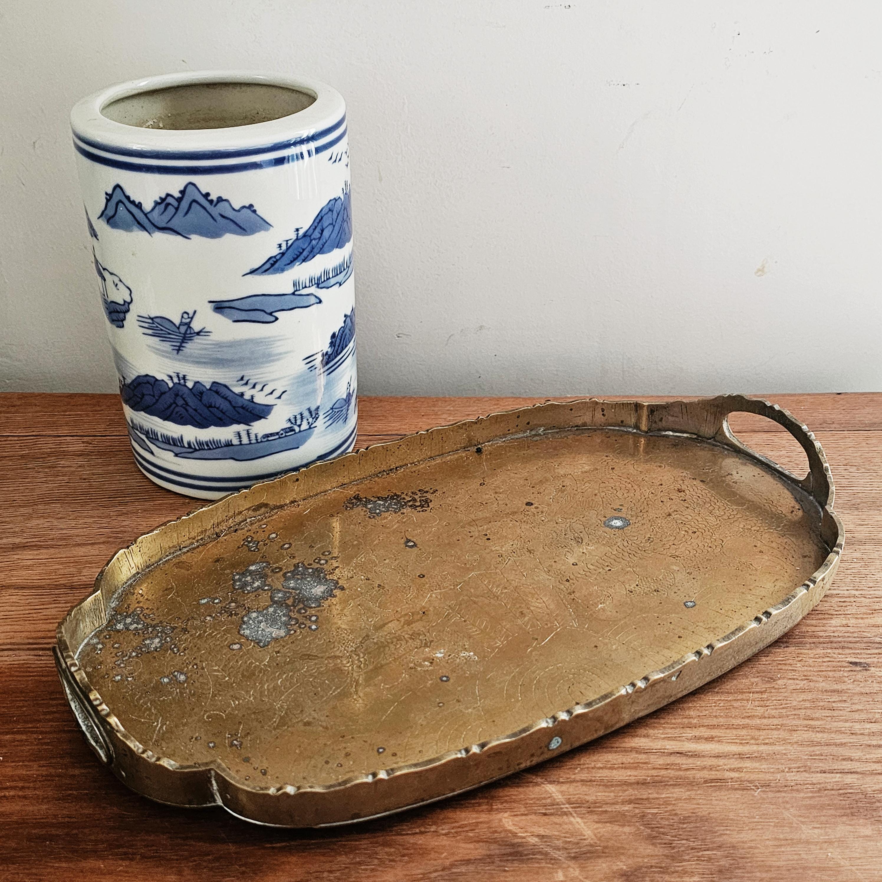 VINTAGE | Etched Brass Samovar Tray - Etsy